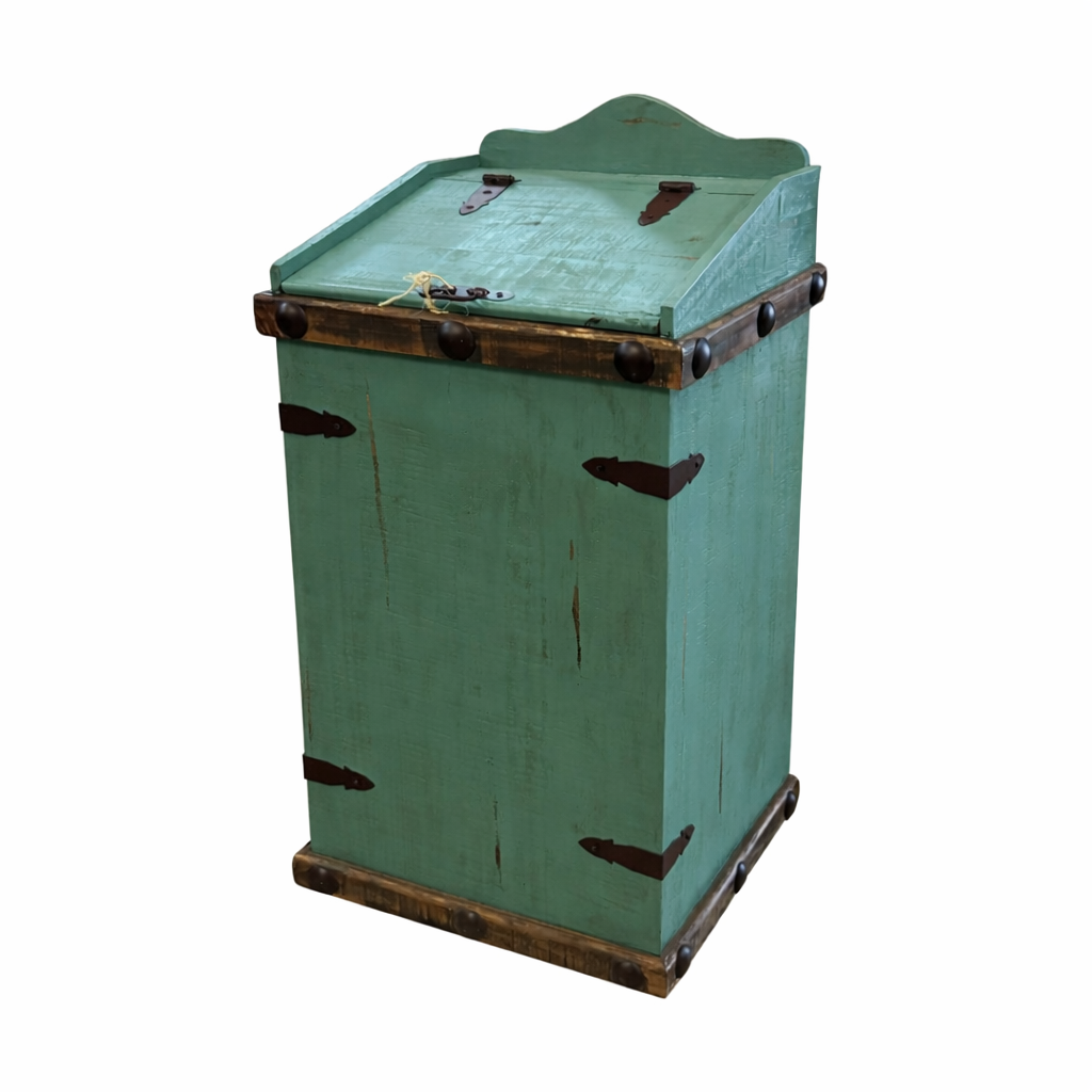 Turquoise Trash Can – Rustic Furniture Depot