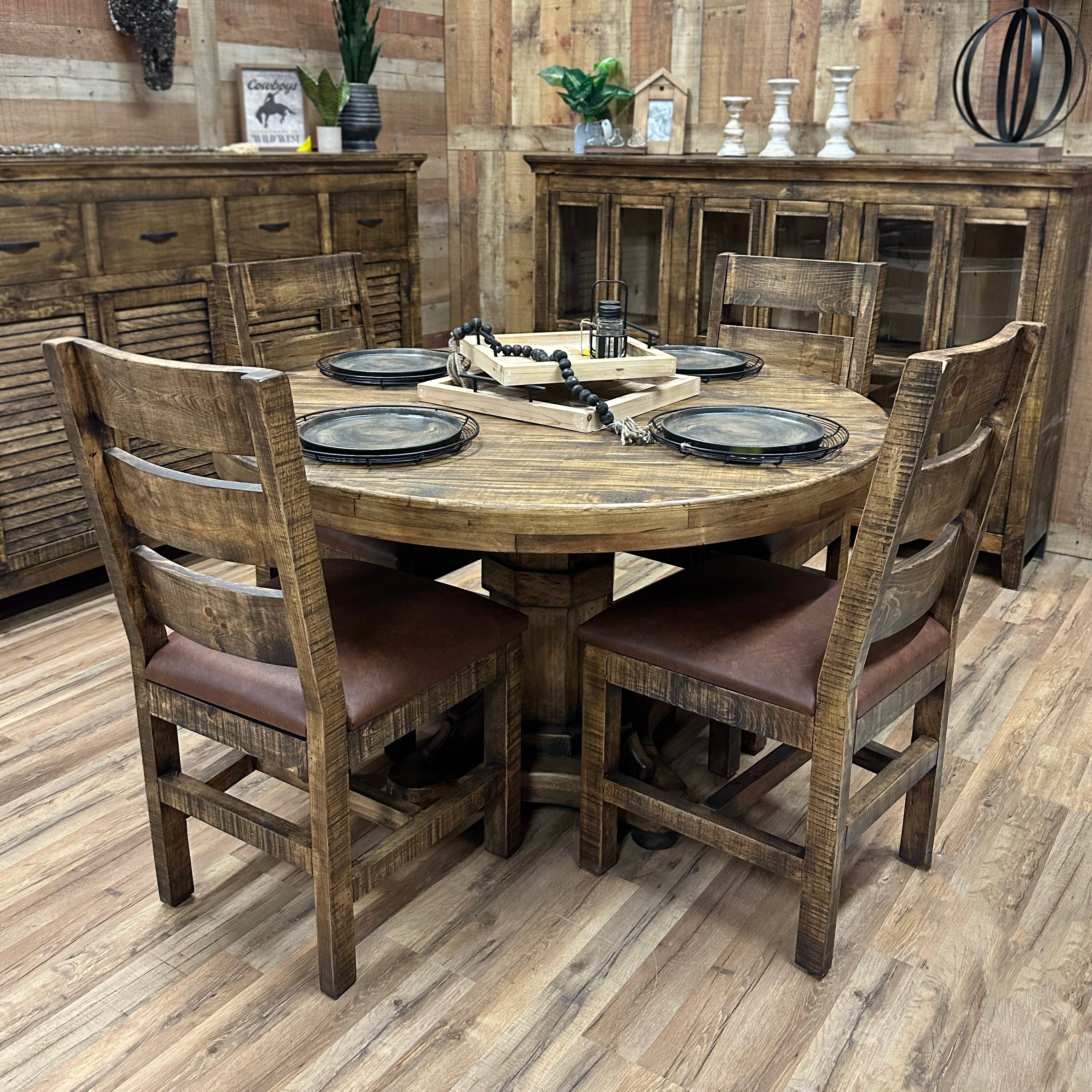 Modern Rustic Round Dining Set – Rustic Furniture Depot